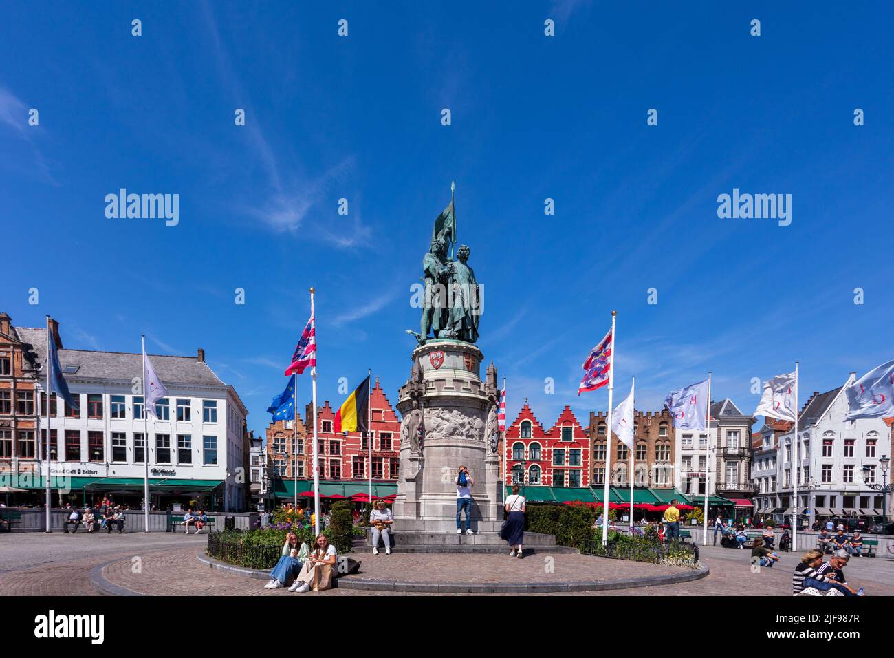 Pieter de Coninck and Jan Breydel statues in Market Square. Bruges ...