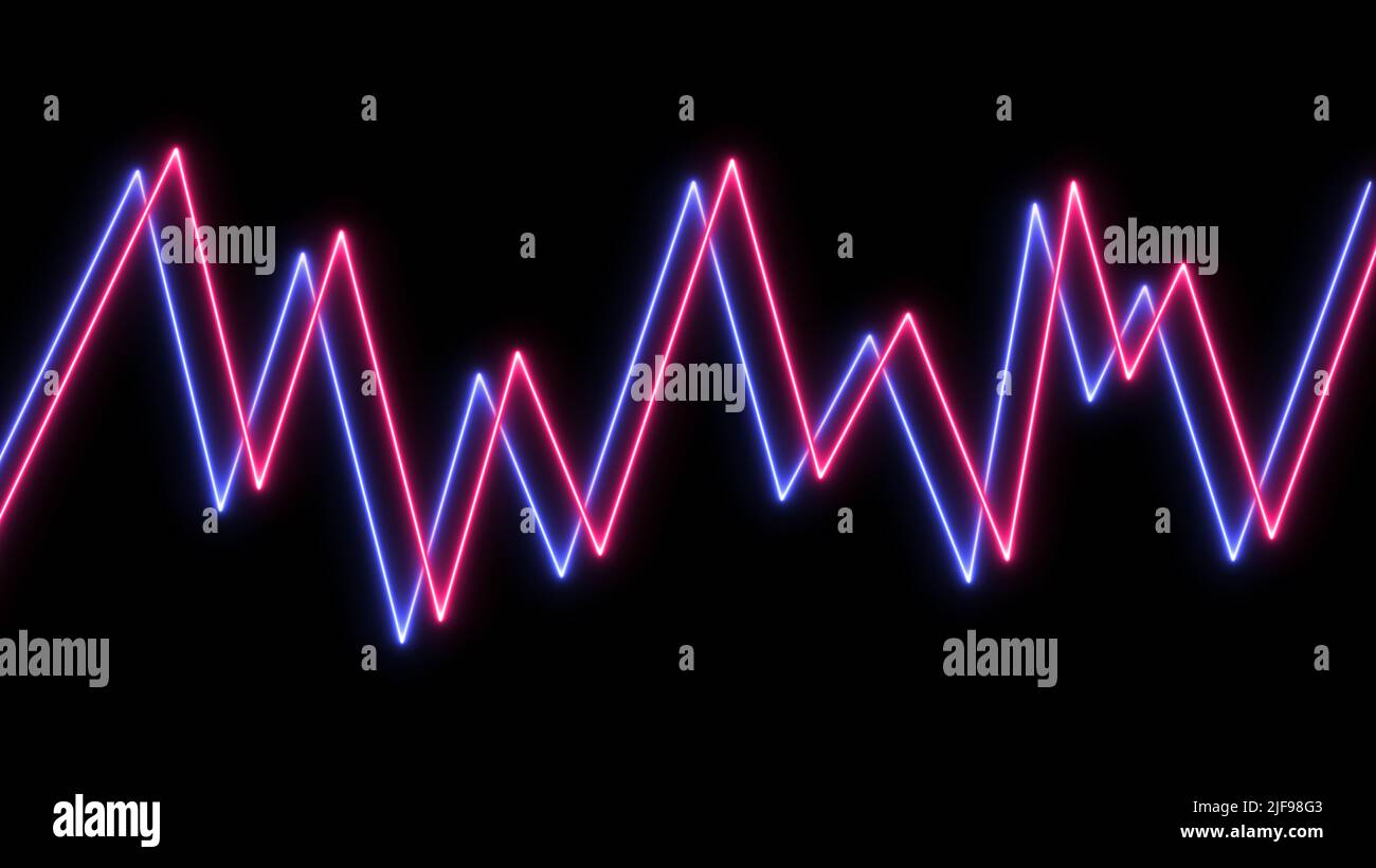 3d neon graph diagram lines on black background. Sound, visual ...