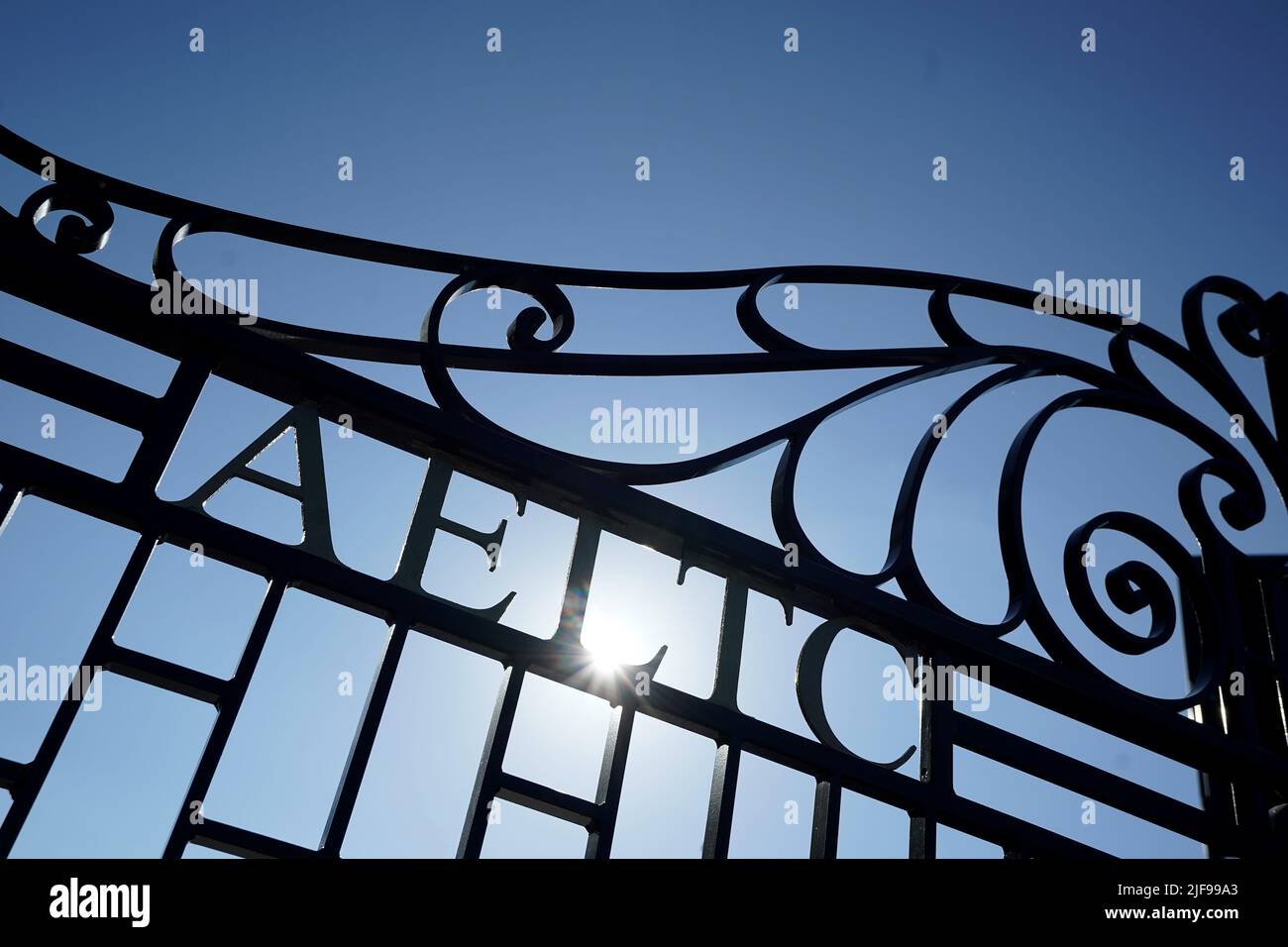 A general view of AELTC gates during day five of the 2022 Wimbledon ...