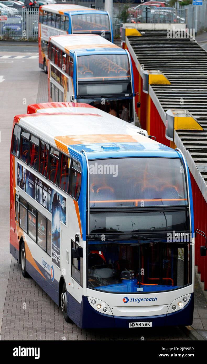 File photo dated 18/04/12 of Stagecoach buses, as hundreds of bus ...