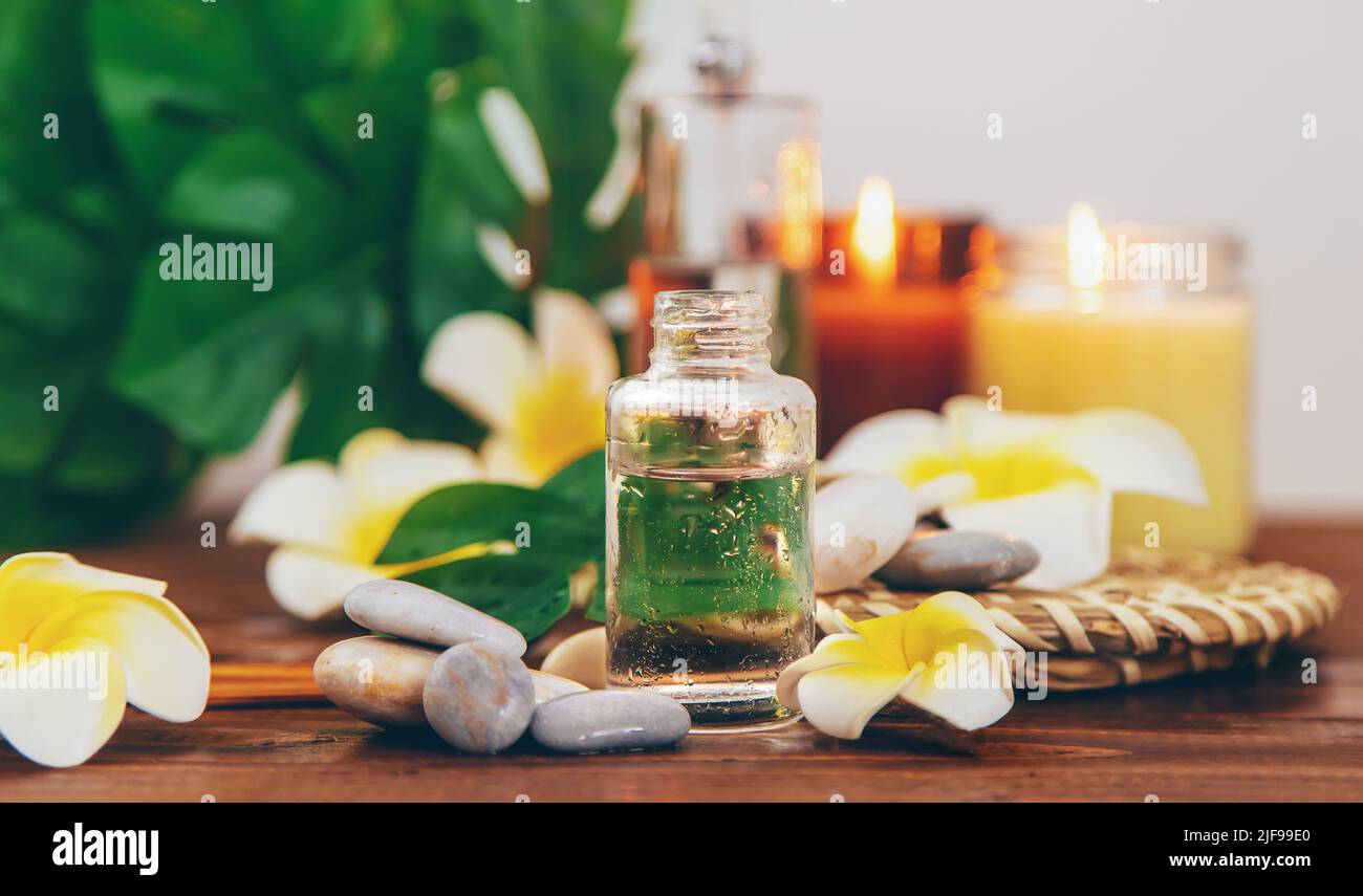 Frangipani flowers and oils for spa hi-res stock photography and images ...