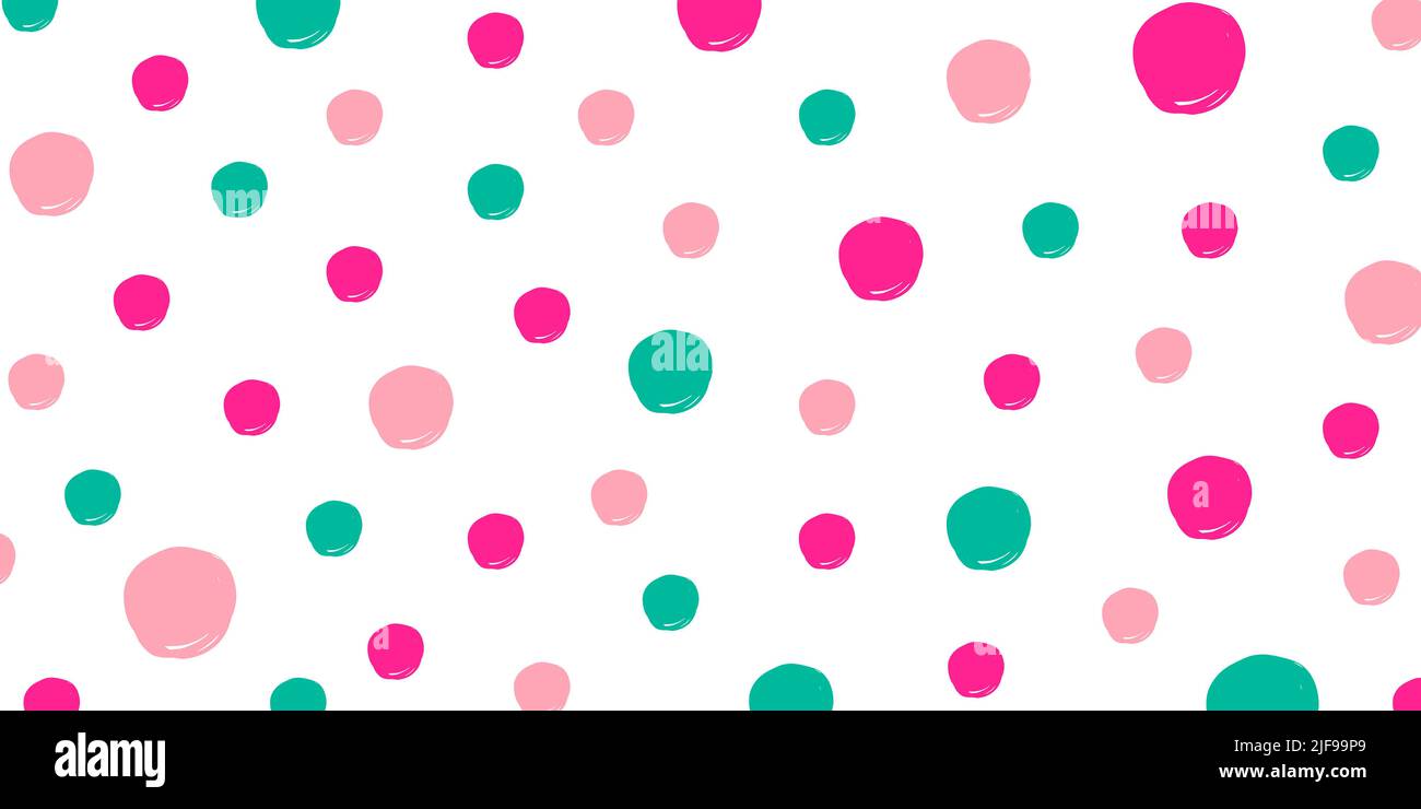 Abstract colorful polka dot background template in doodle style ...
