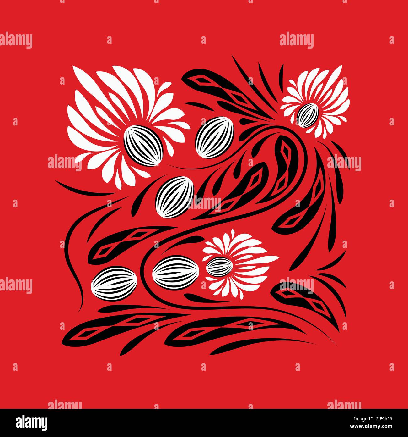 Folk flowers floral art print Flowers abstract art Stock Vector Image ...