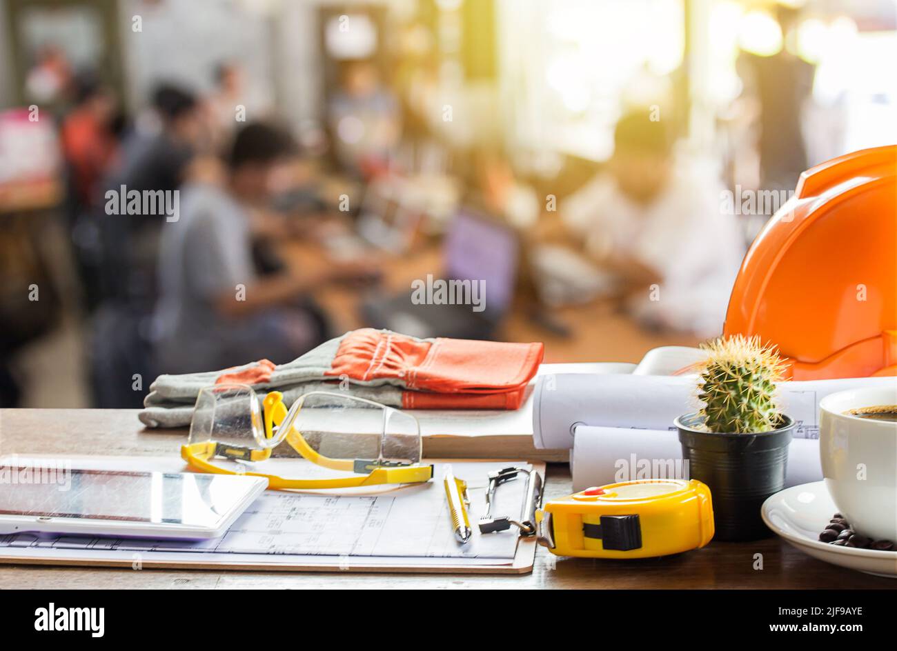 Architectural Office desk background construction project ideas concept ...