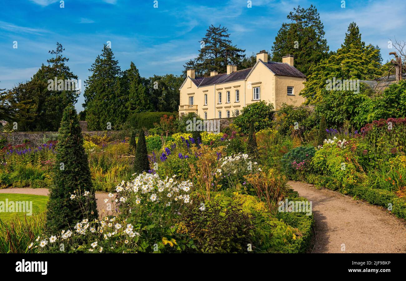 The Upper Walled Garden and Mansion at Aberglasney Gardens Stock Photo ...