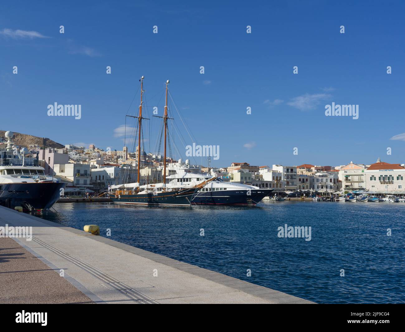 Ermoupolis Harbour Syros Greece Stock Photo - Alamy