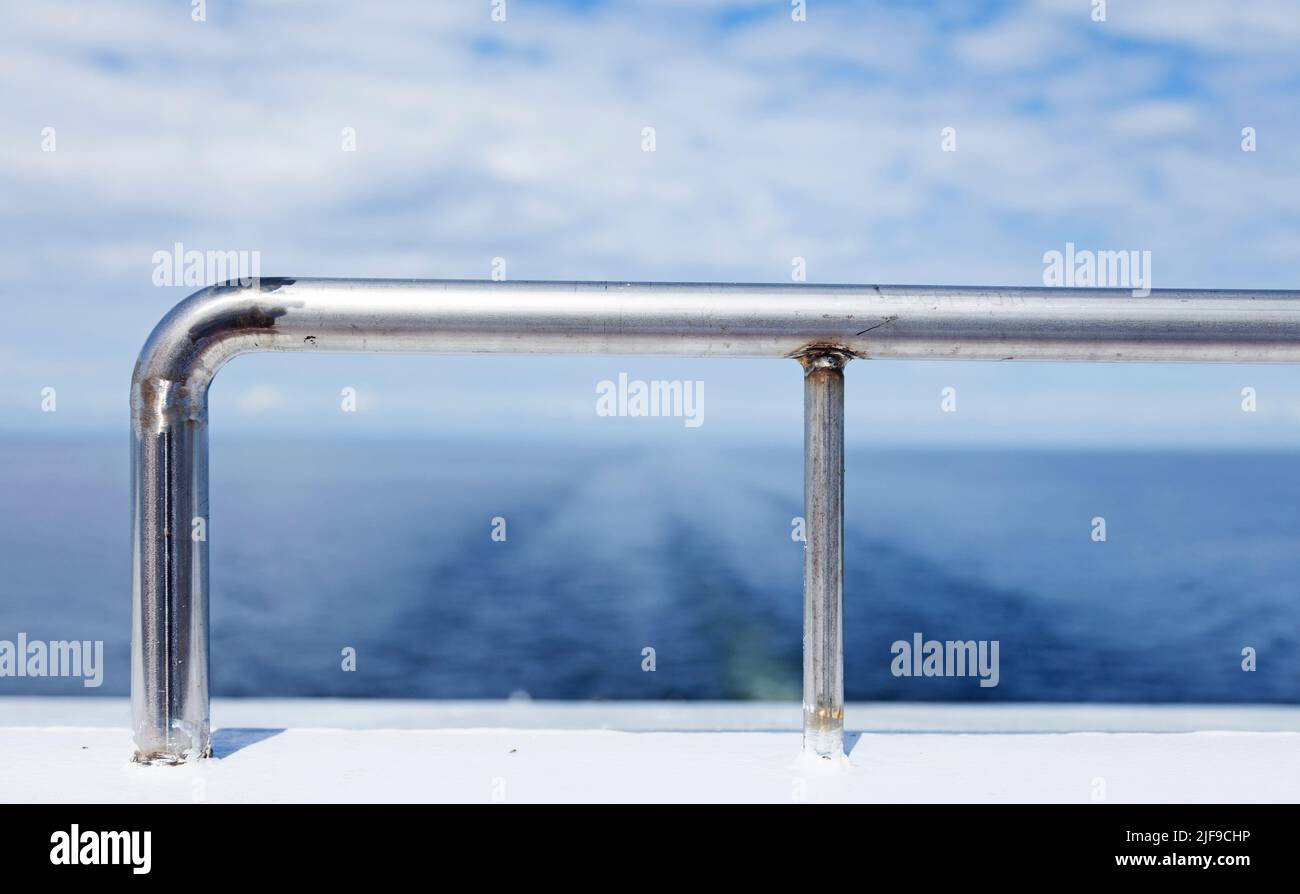 part of a railing for a large boat Stock Photo - Alamy