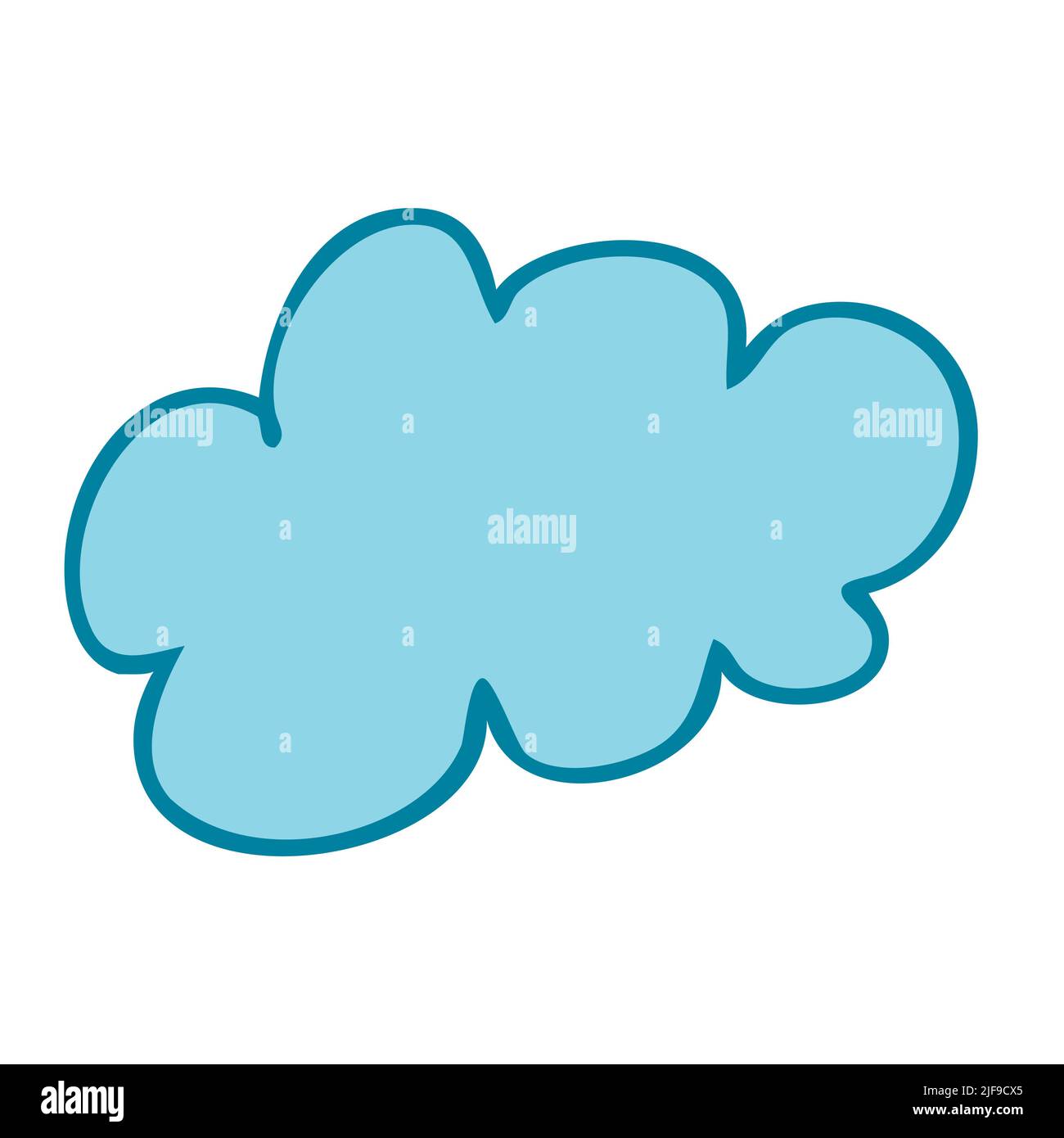 A small blue cloud with a stroke. Vector illustration in hand drawn ...