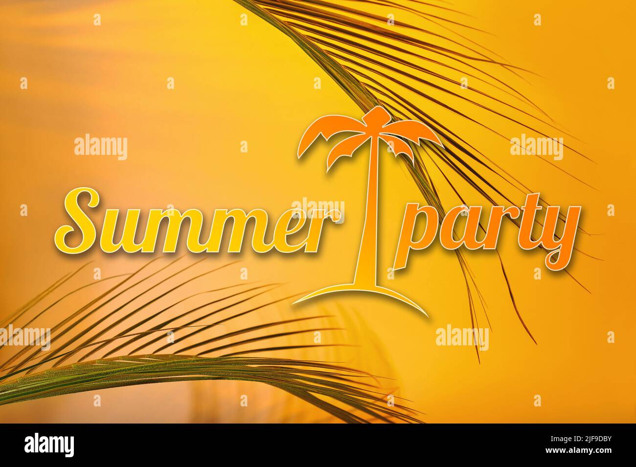 Advertisement banner for summer party with tropical palm leaves Stock ...