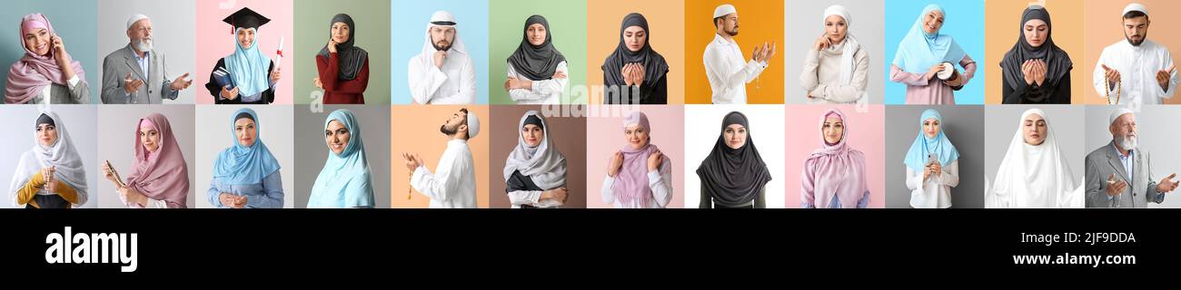 Set of different Arab people on colorful background Stock Photo - Alamy