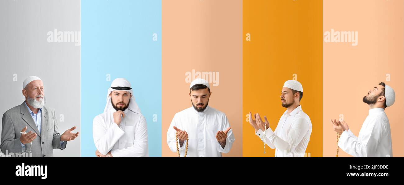 Set of Arab men on colorful background Stock Photo - Alamy