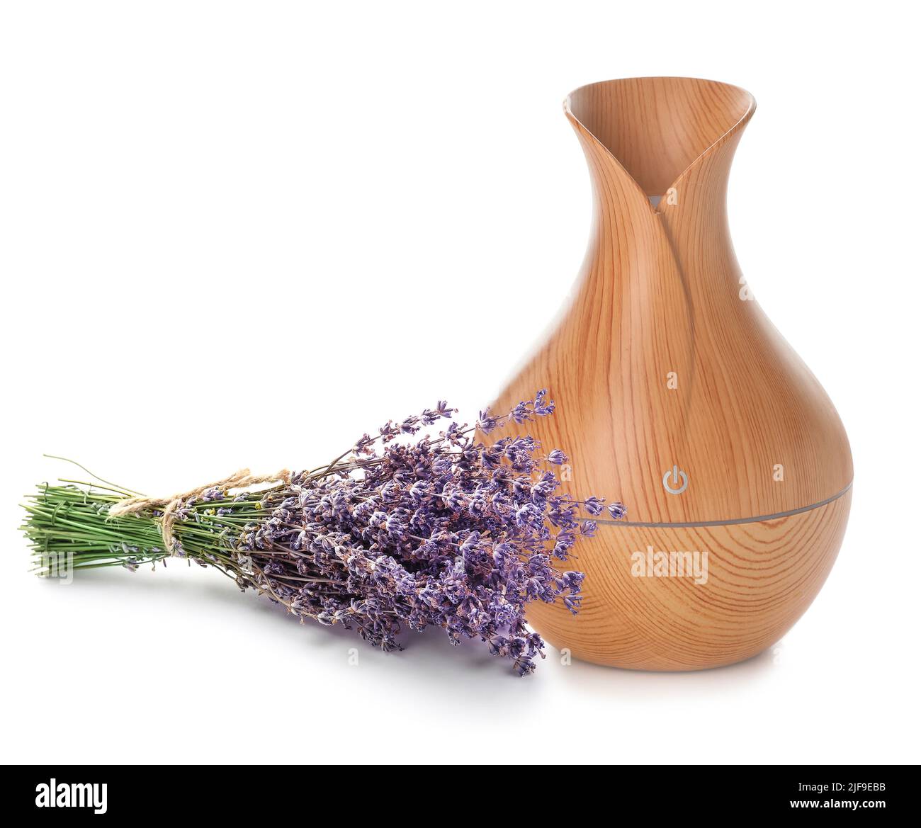 Aroma oil diffuser and lavender on white background Stock Photo - Alamy