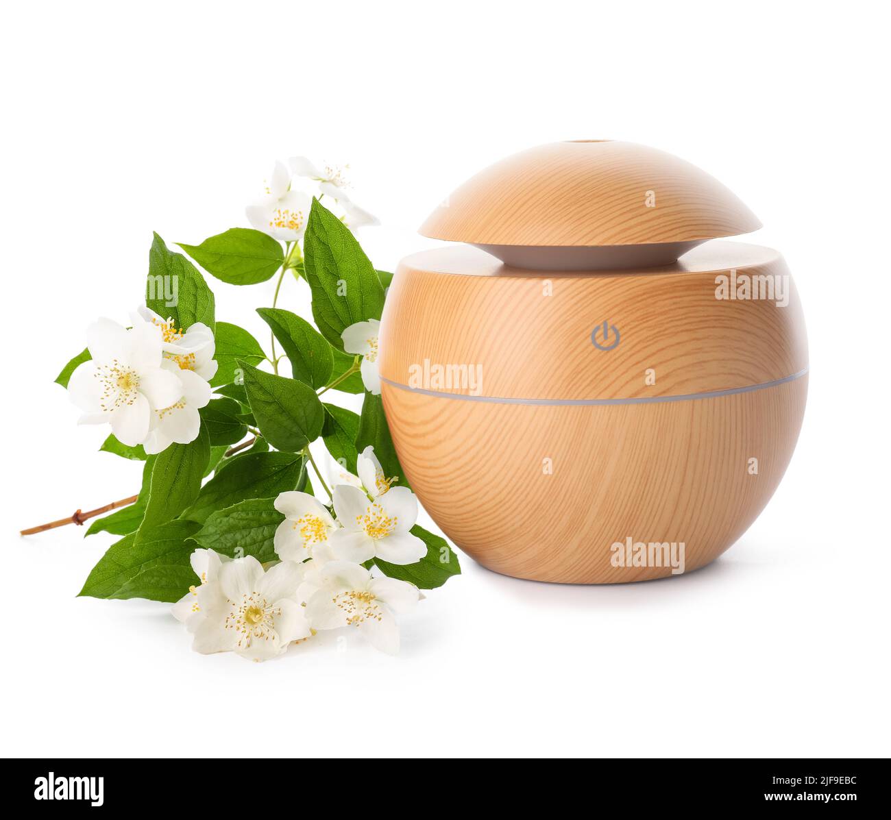 Aroma oil diffuser and jasmine on white background Stock Photo - Alamy