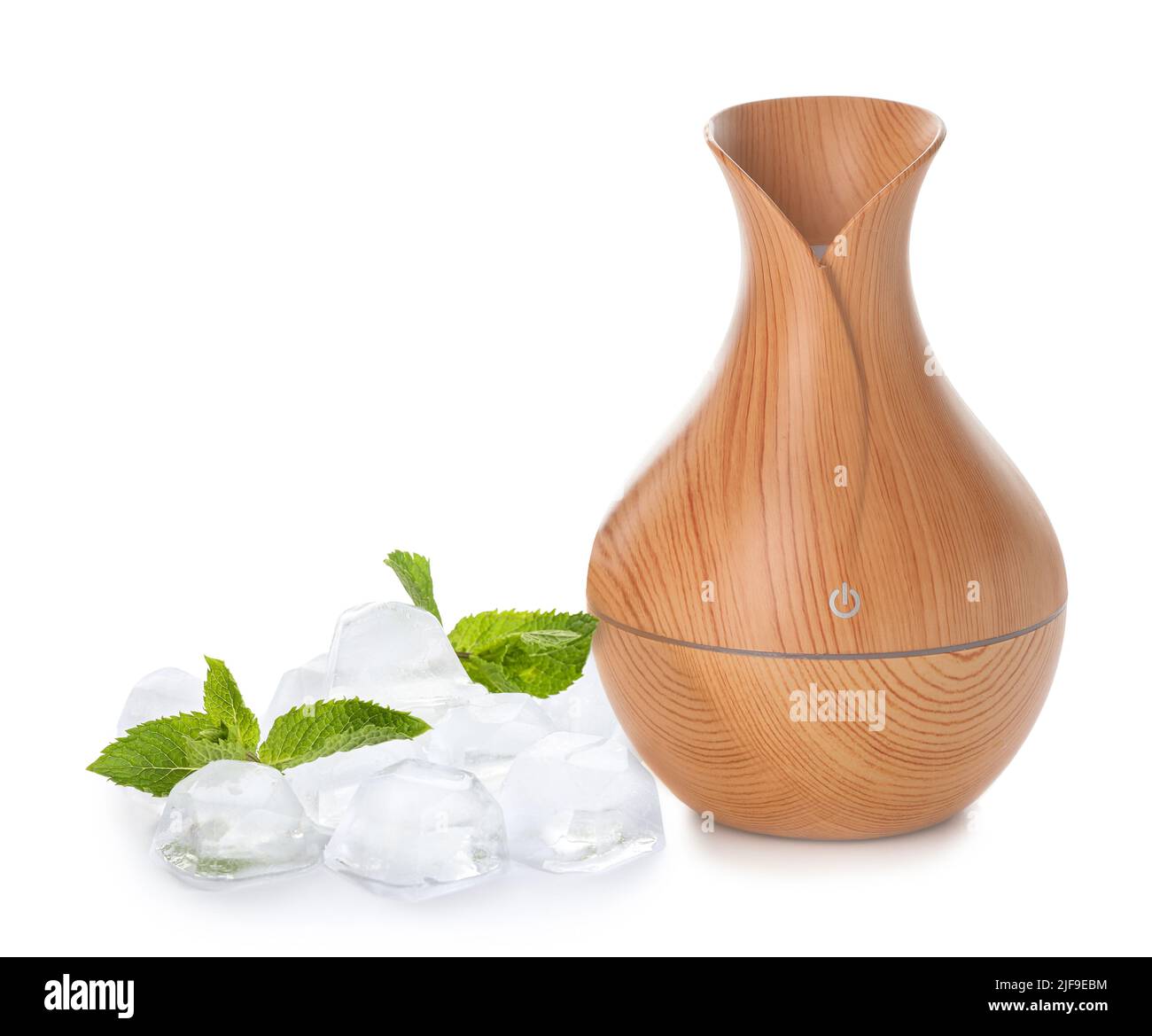 Aroma oil diffuser, ice cubes and mint on white background Stock Photo ...