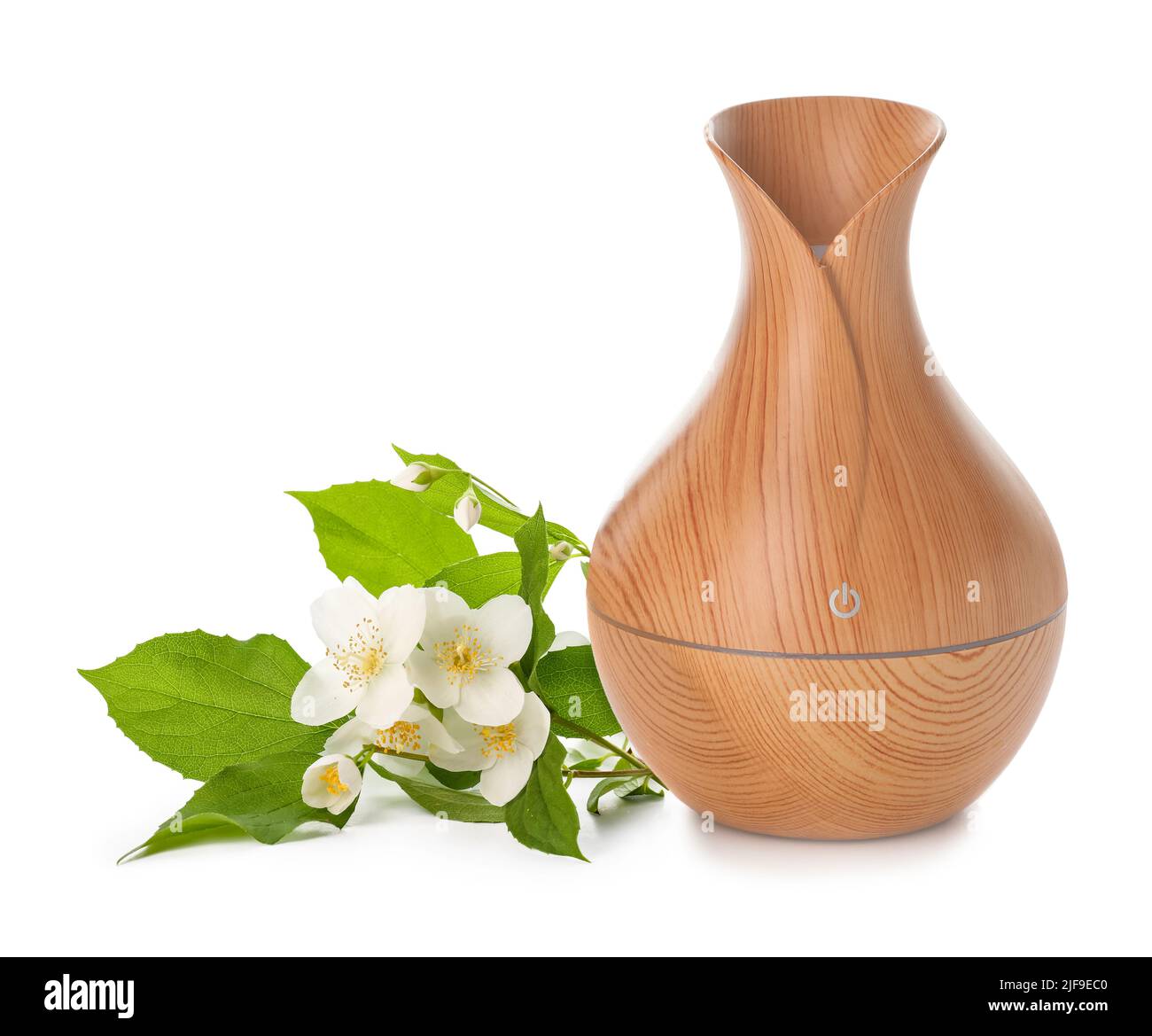Aroma oil diffuser and jasmine on white background Stock Photo - Alamy