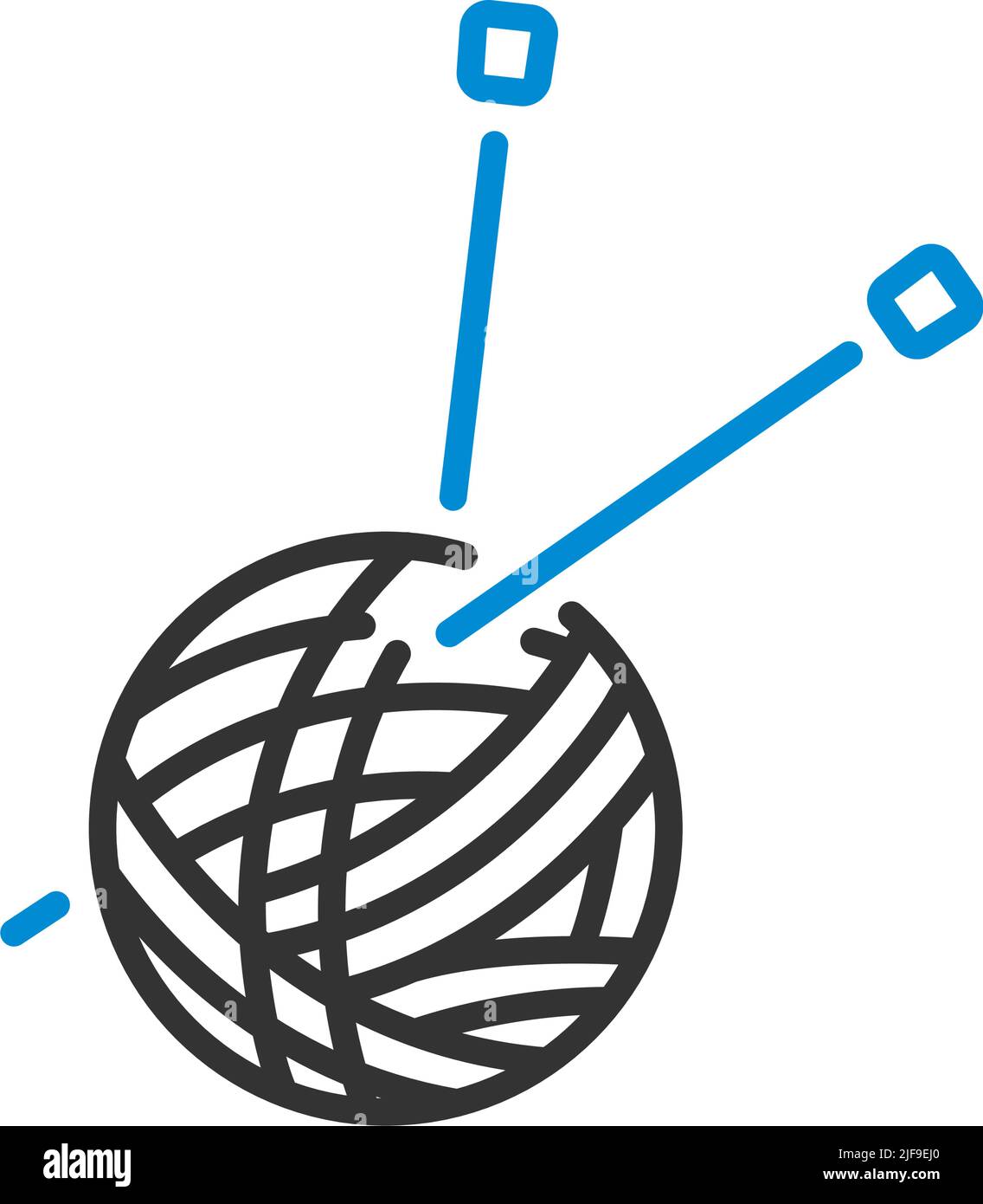 Yarn Ball With Knitting Needles Icon. Editable Bold Outline With Color ...