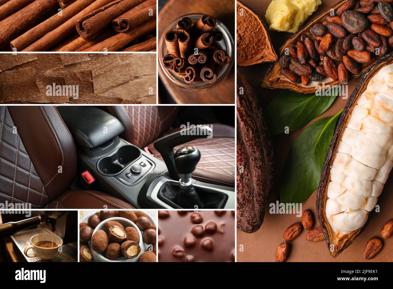 Collage of photos in brown colors Stock Photo - Alamy