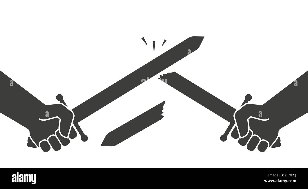 Sword fight. War. Victory, broken sword. The fight between good and ...