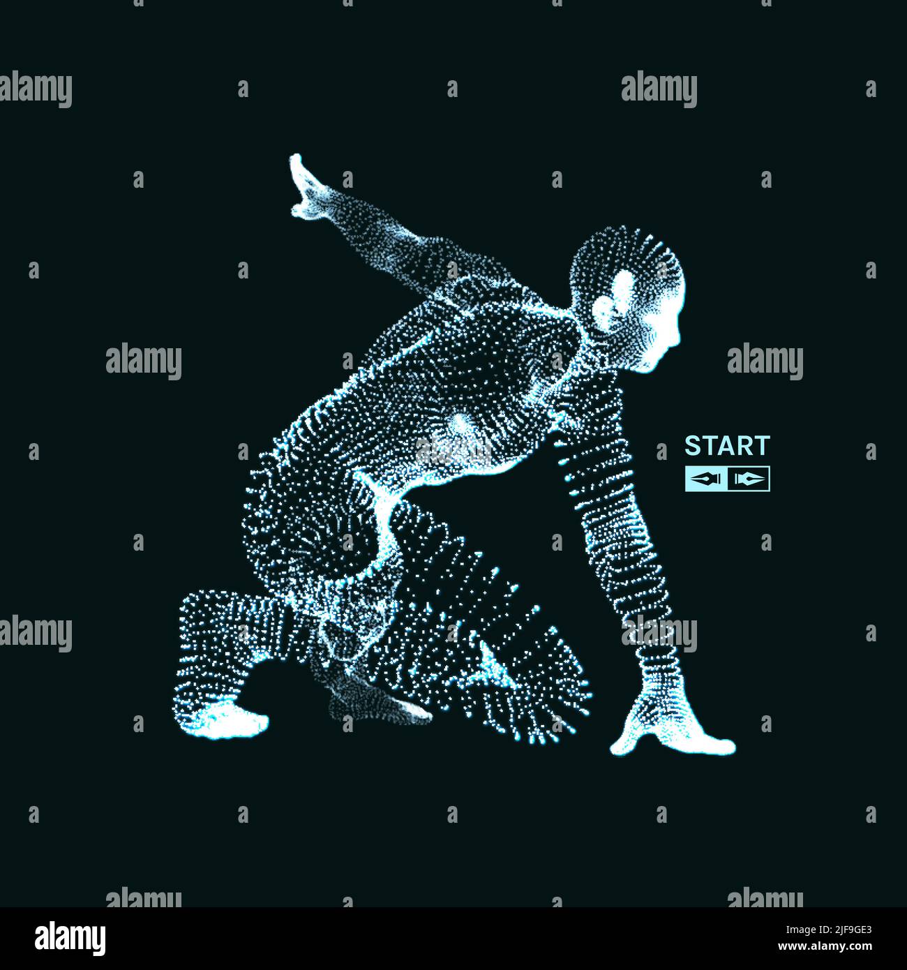 Athlete at starting position ready to start a race. Runner ready for ...