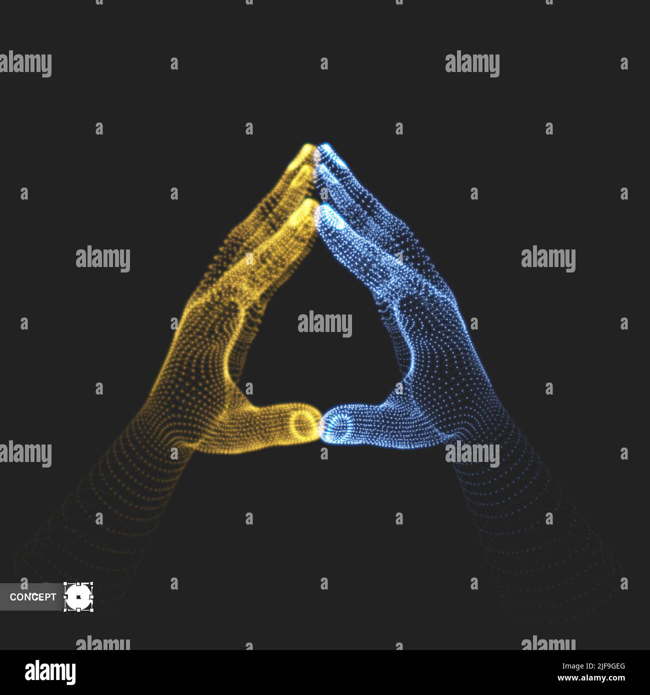 Two human hands. Connection structure. Business concept. 3D vector ...