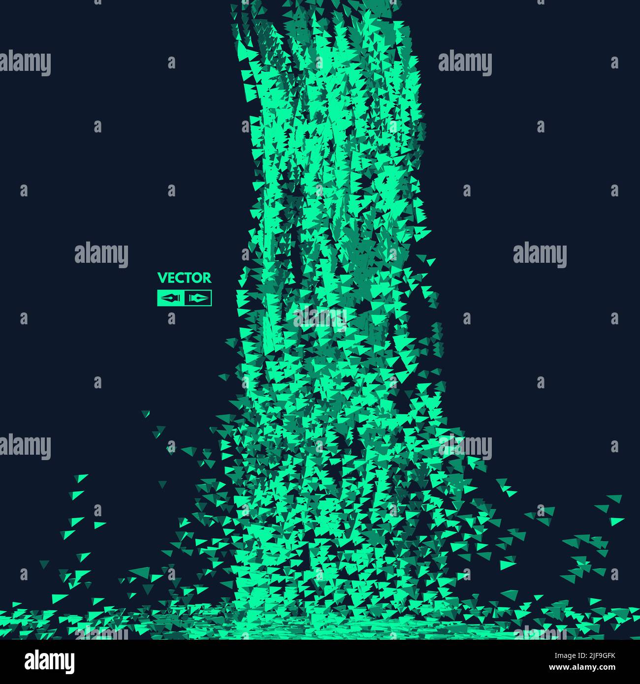 Array with dynamic emitted particles. Futuristic design. Abstract background. Vector ...