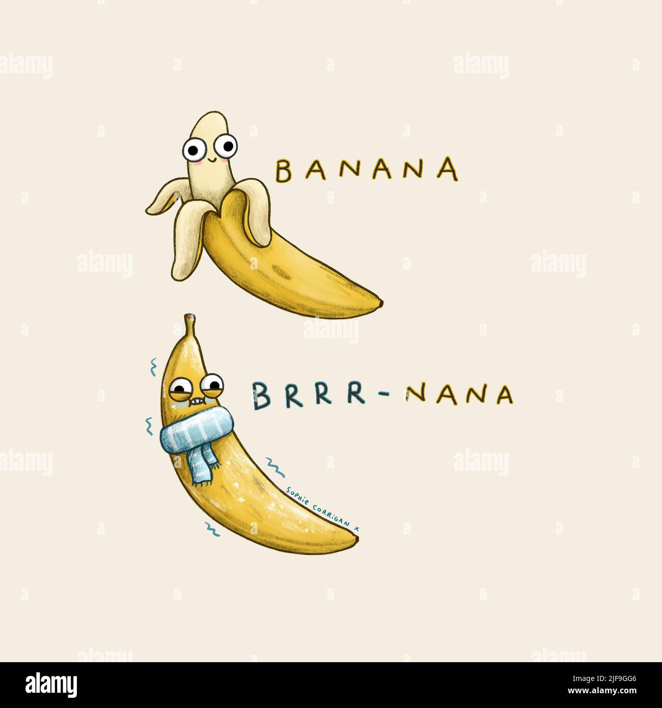 Banana Brrr-nana original illustration Stock Photo - Alamy