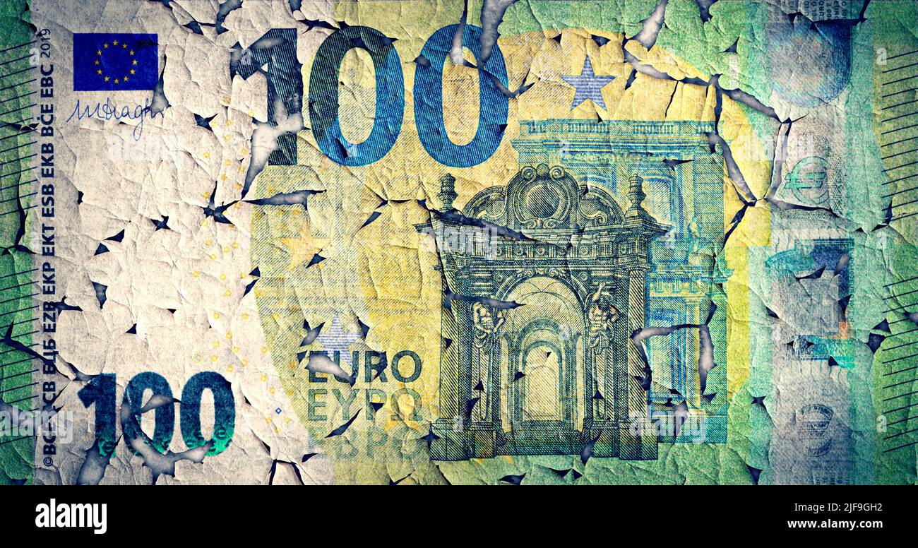 Weathered 100 euro banknote Stock Photo - Alamy