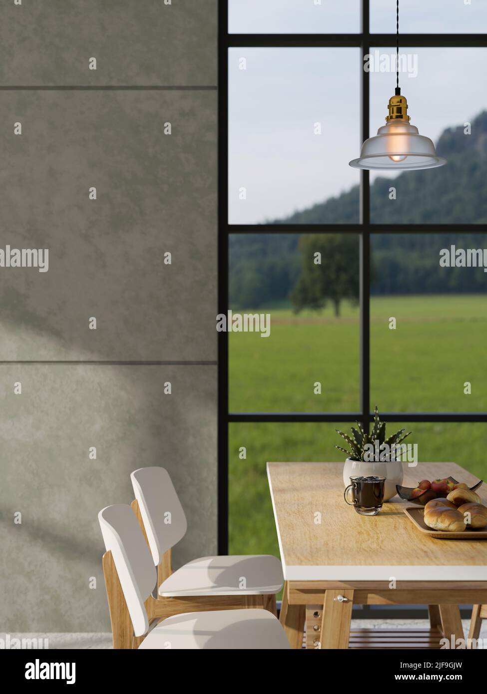 Modern loft contemporary home dining room interior design with wood ...