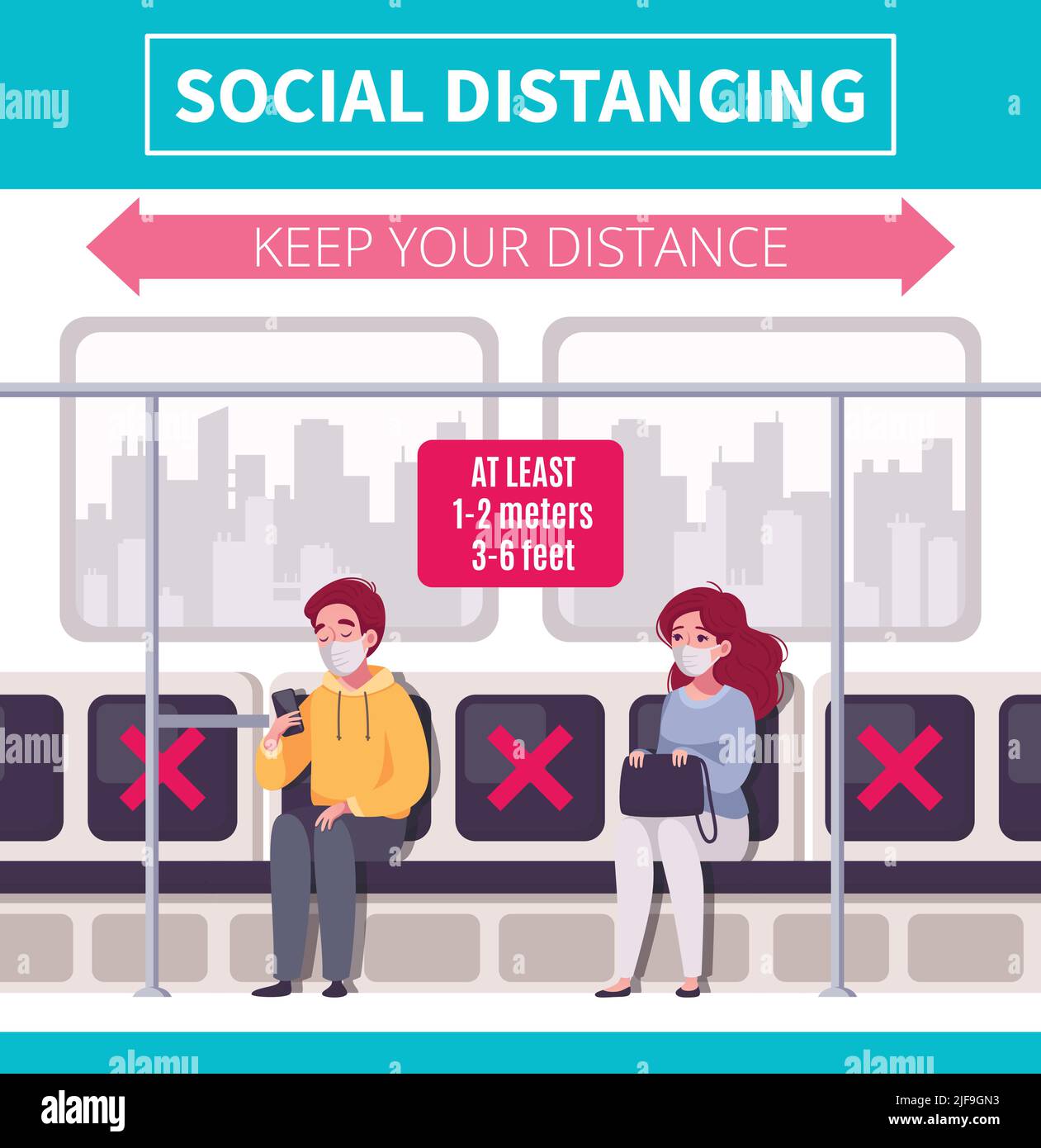 Social distancing infographics with people keeping away from each other ...