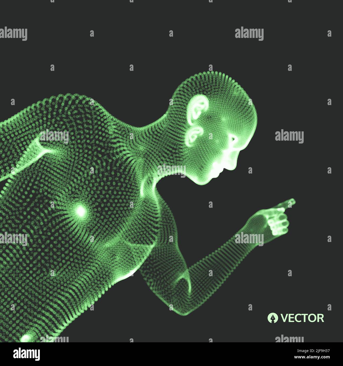 Man Pointing his Finger. 3D Model of Man. Geometric Design. Vector ...