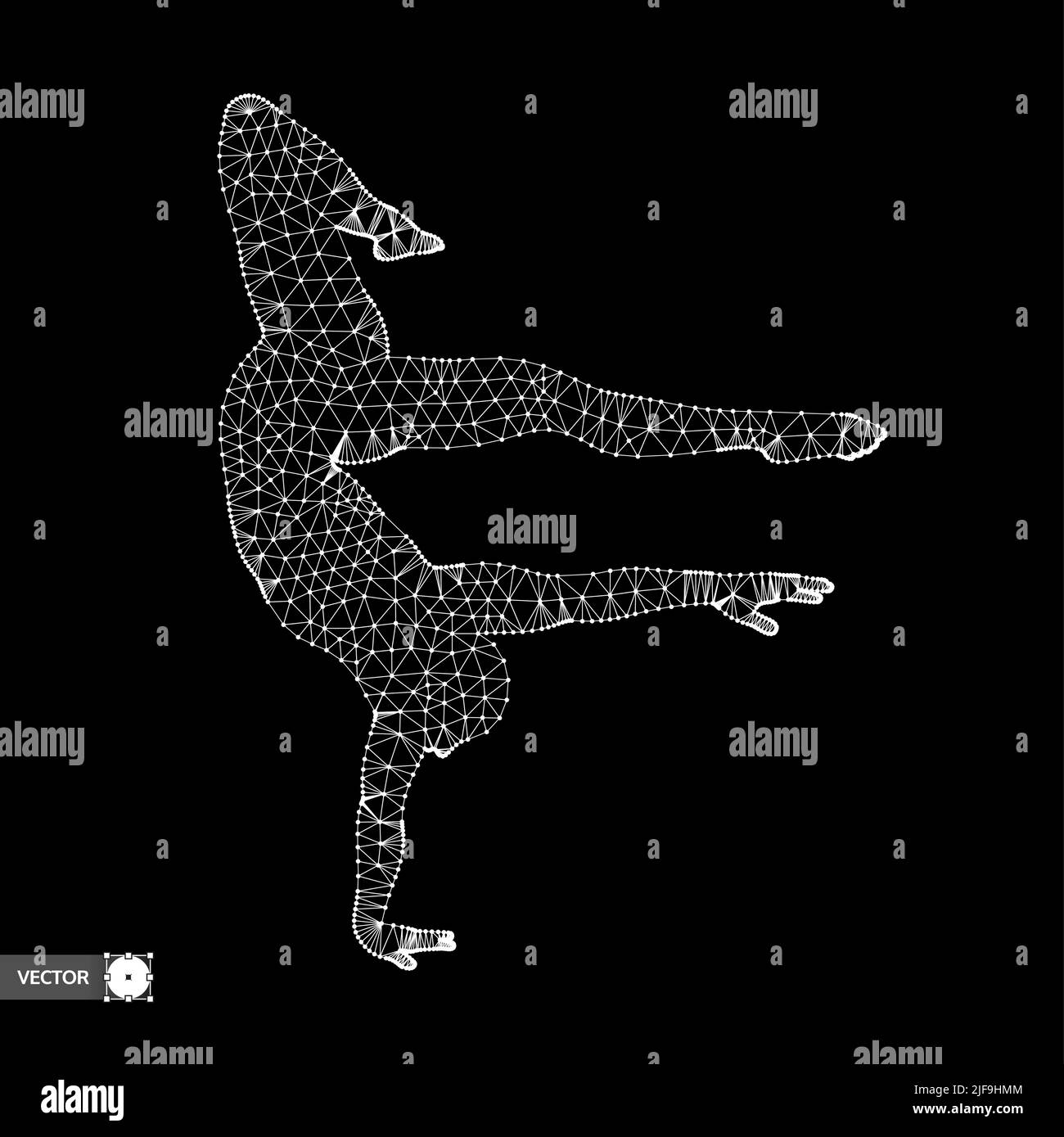 Man is posing and dancing. A dancer performs acrobatic elements. 3d ...