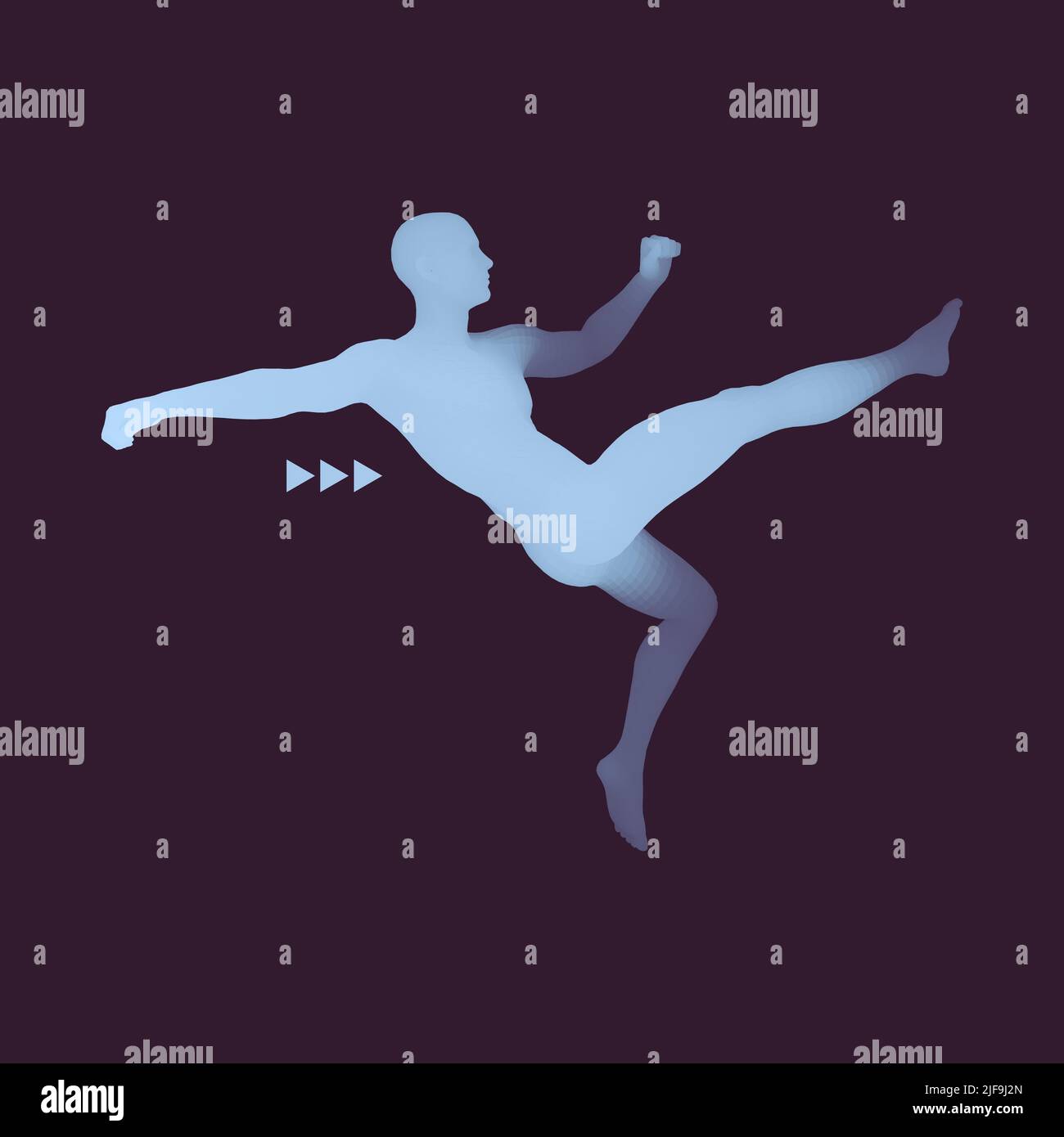 Football player. Sports concept. 3D Model of Man. Human Body. Sport ...