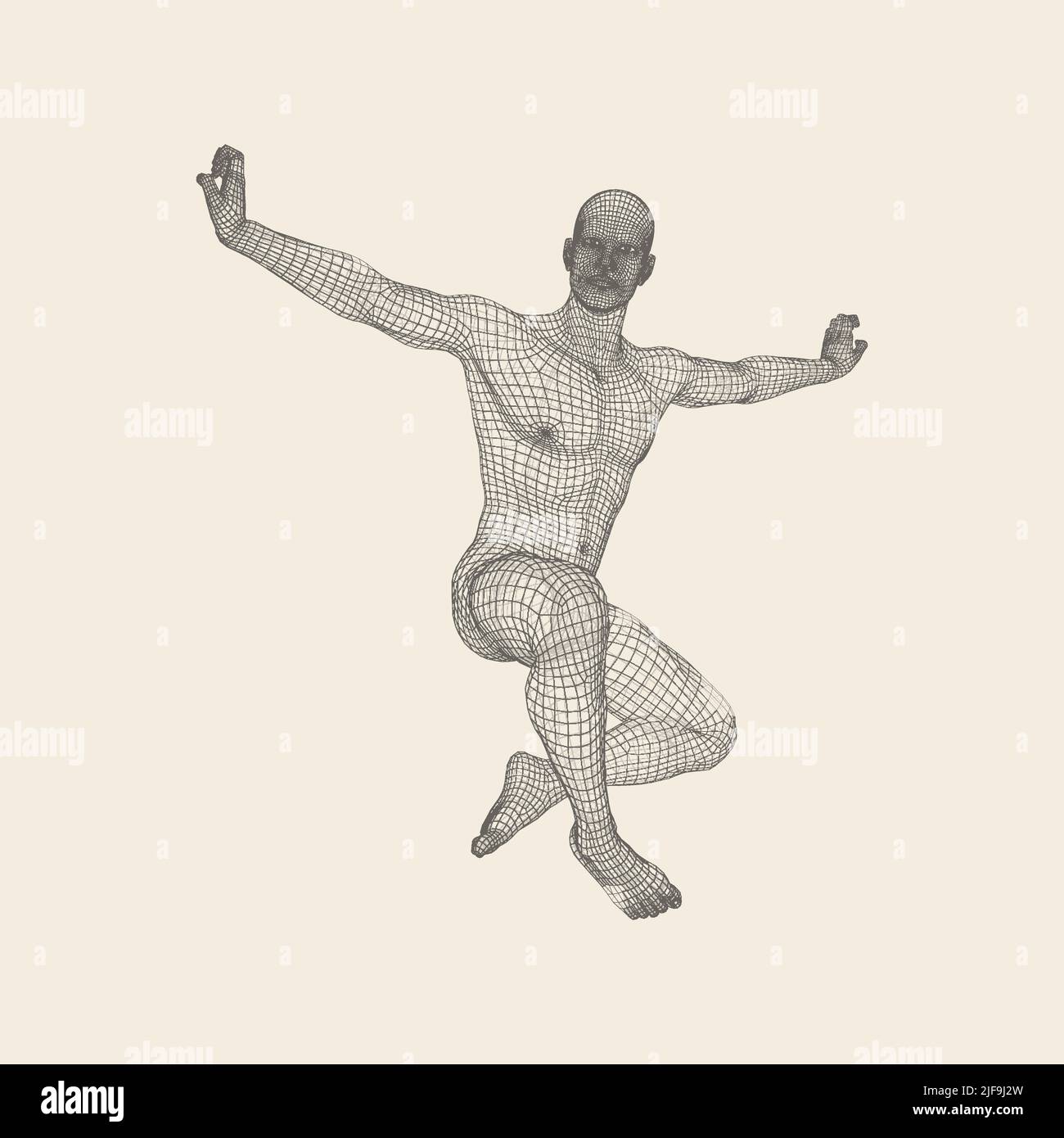 3D Model of Man. Human Body Wire Model. Design Element. Technology ...