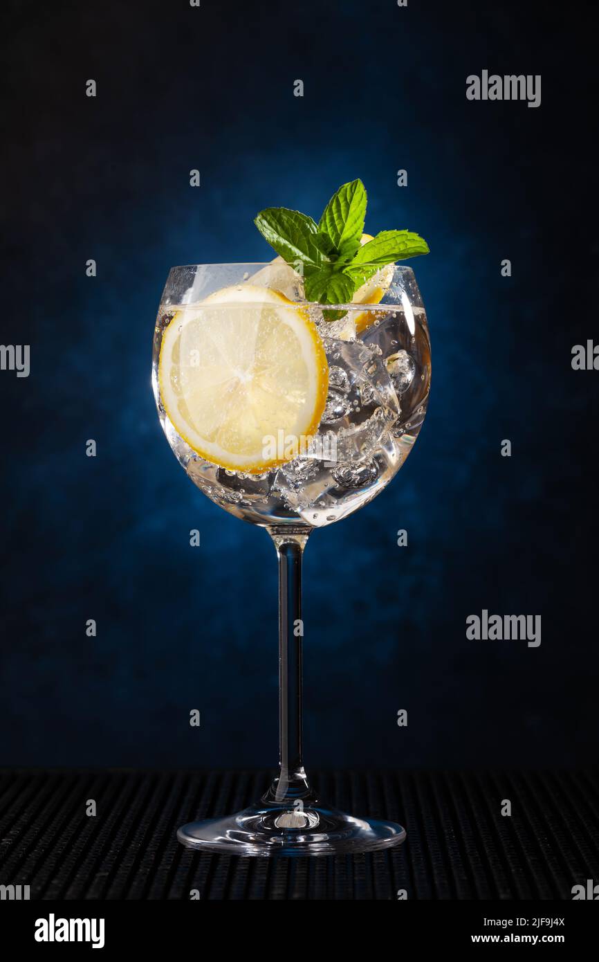 Gin tonic cocktail on dark background with copy space Stock Photo - Alamy