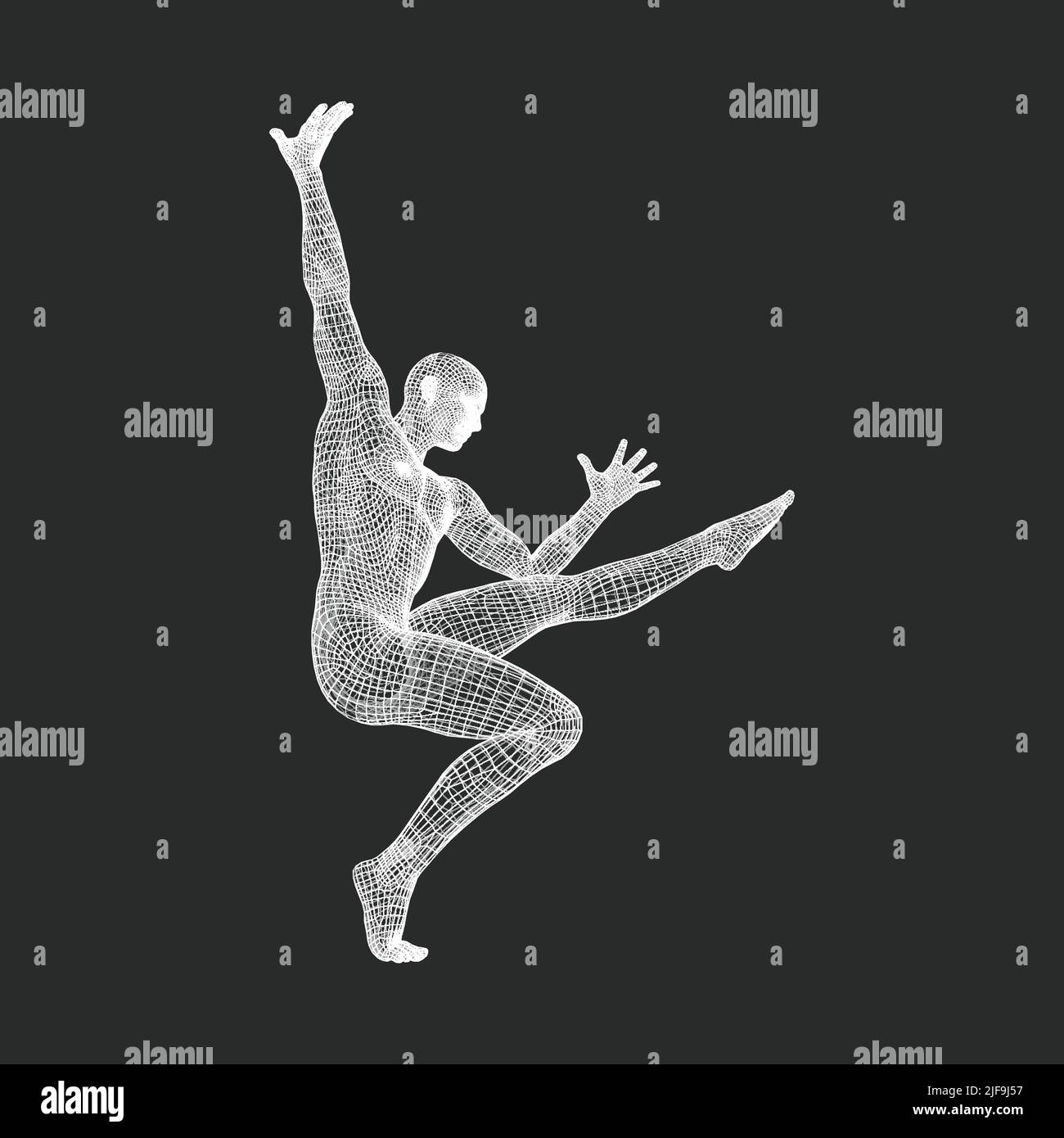 Man is Posing and Dancing. Silhouette of a Dancer. 3D Model of Man ...