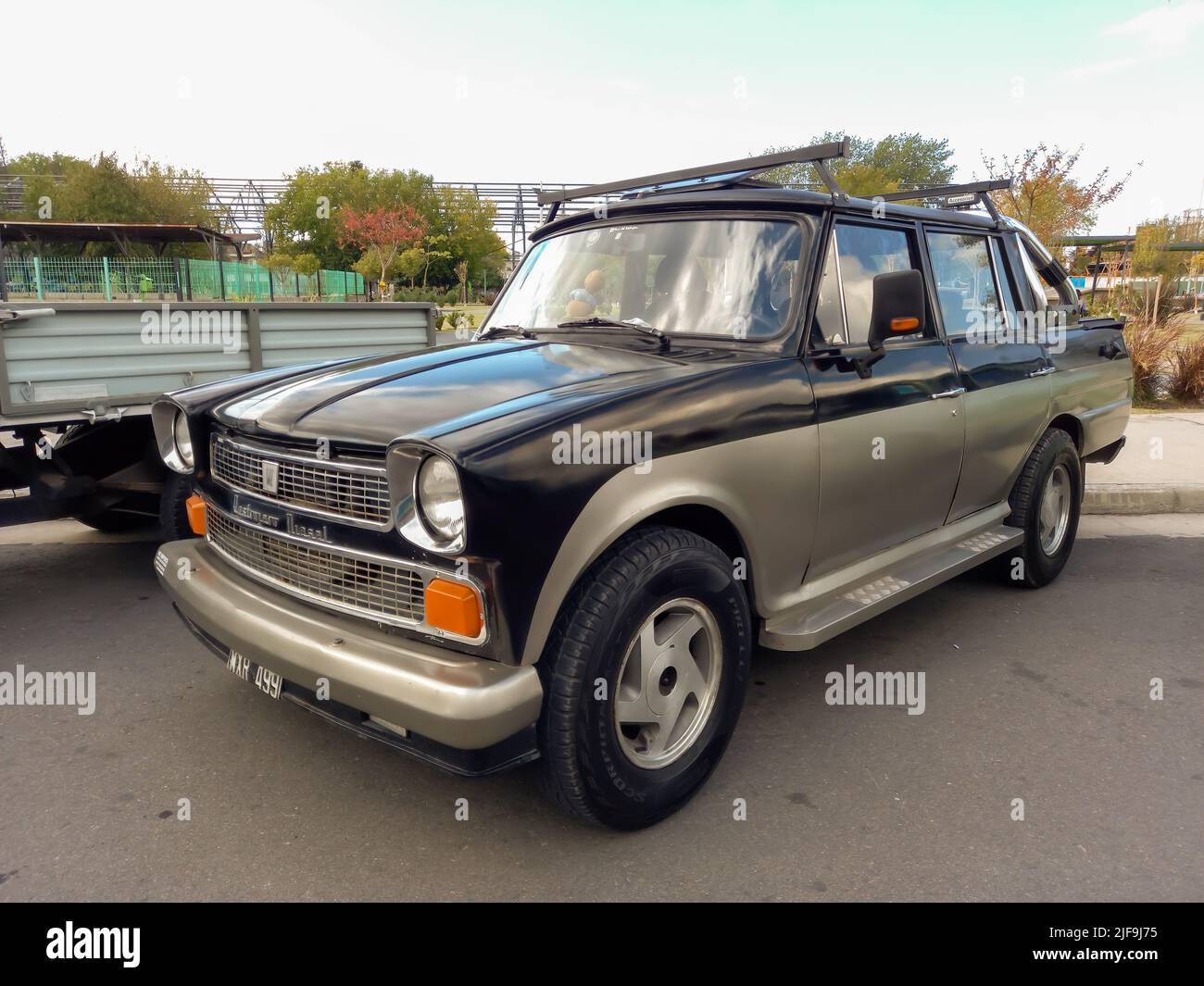 Old black gray Rastrojero Diesel RD double cab pickup truck second ...