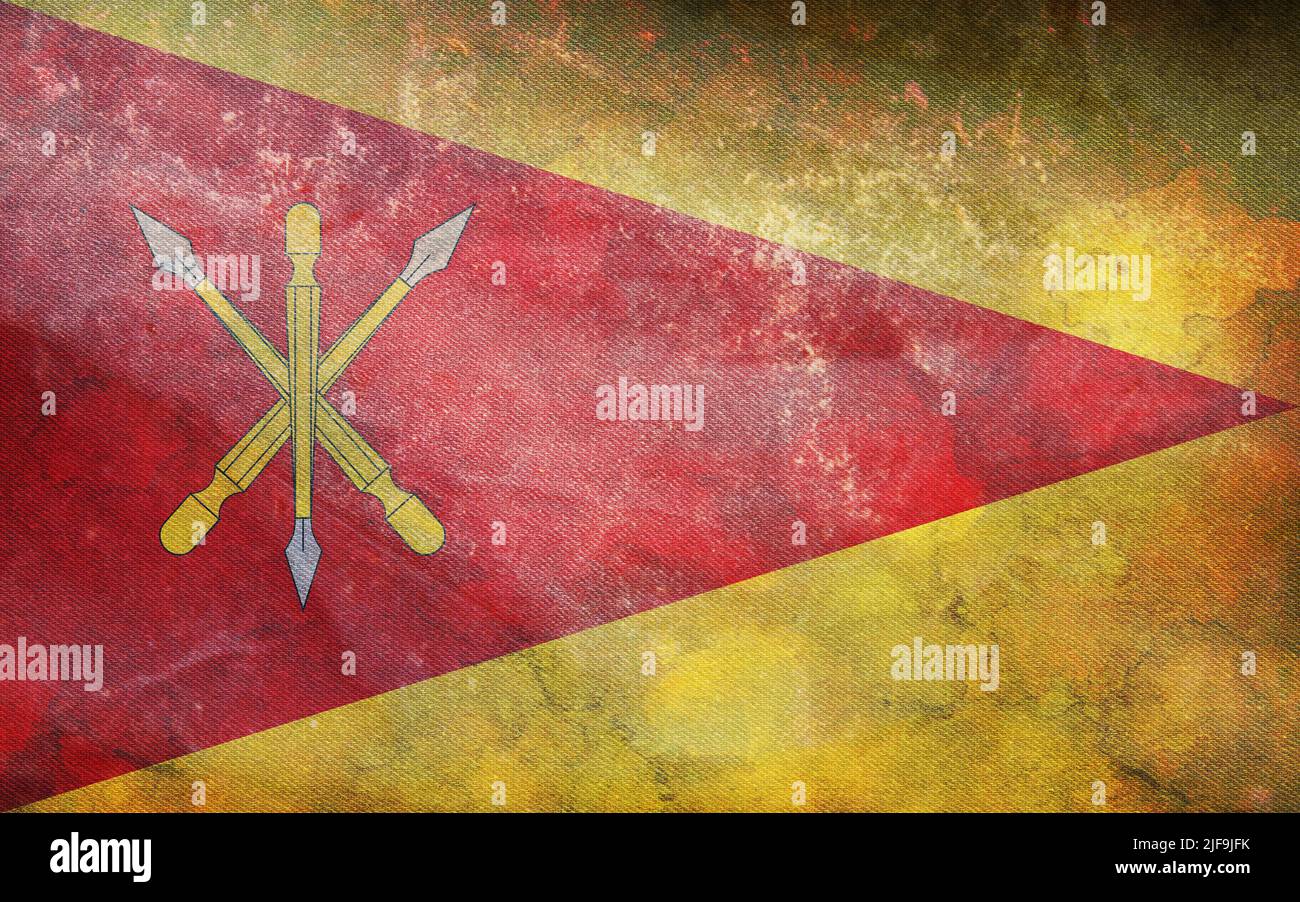 Top view of retro flag Krasnik, Poland with grunge texture. Polish ...