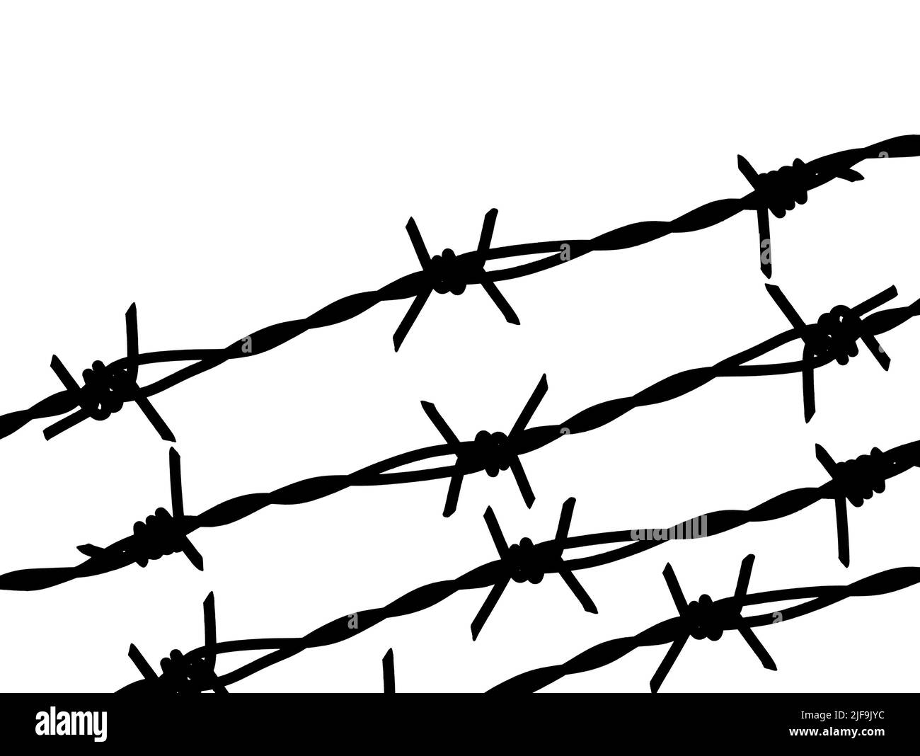 Four barbed wire silhouette on white background Stock Photo - Alamy