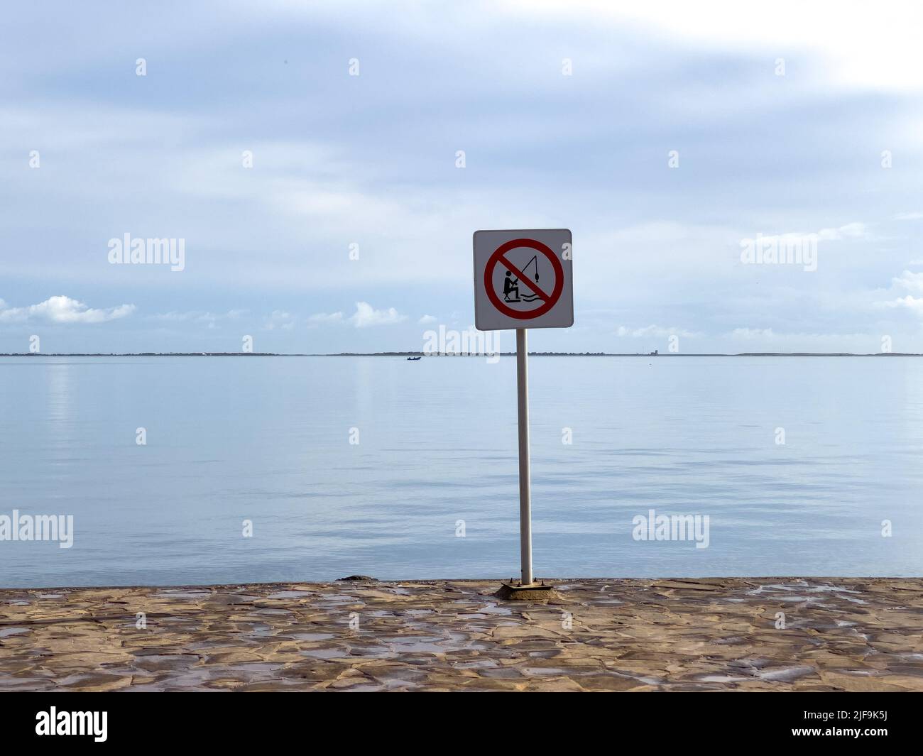 No fishing sign on the seaside in Nador city Stock Photo - Alamy