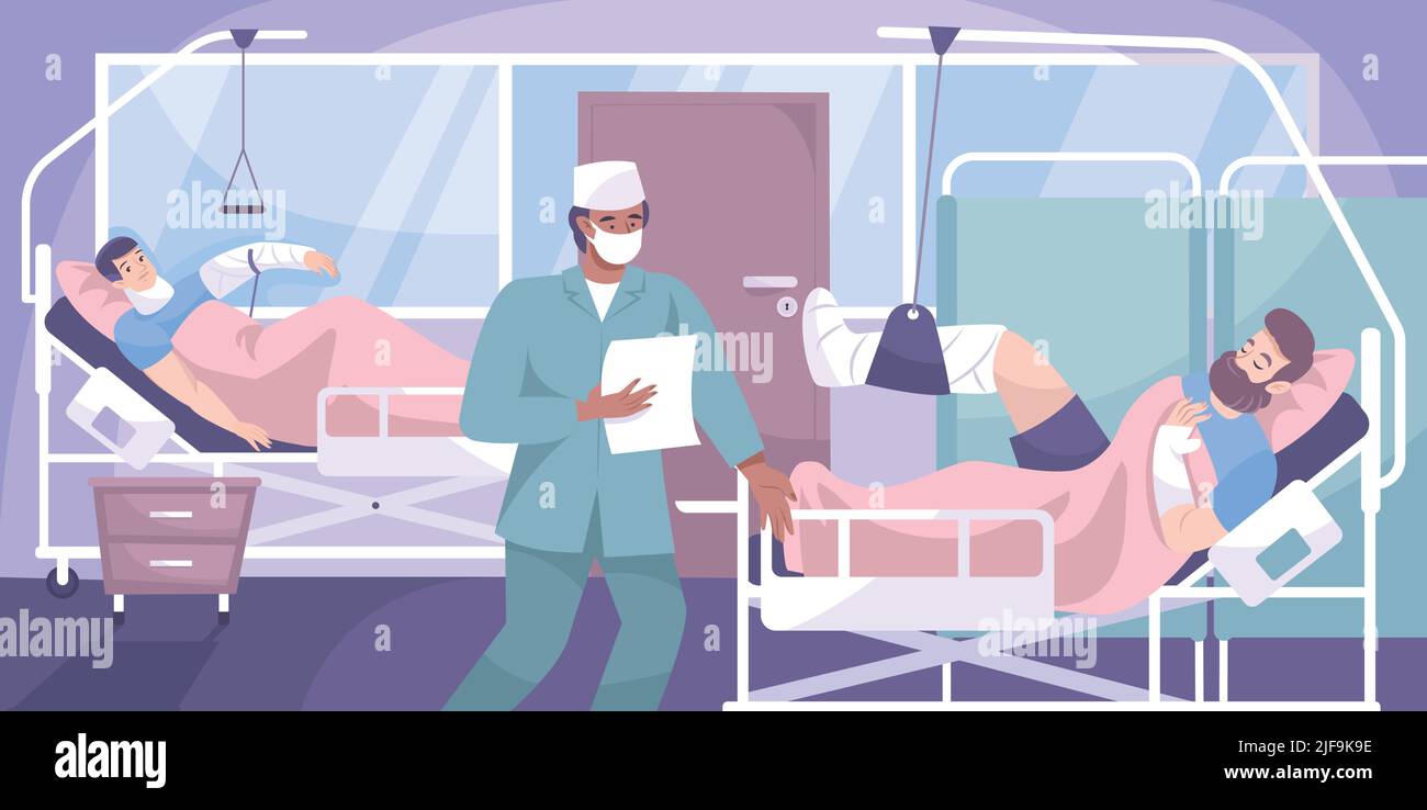 Traumatology hospital composition two patients are in the ward with ...