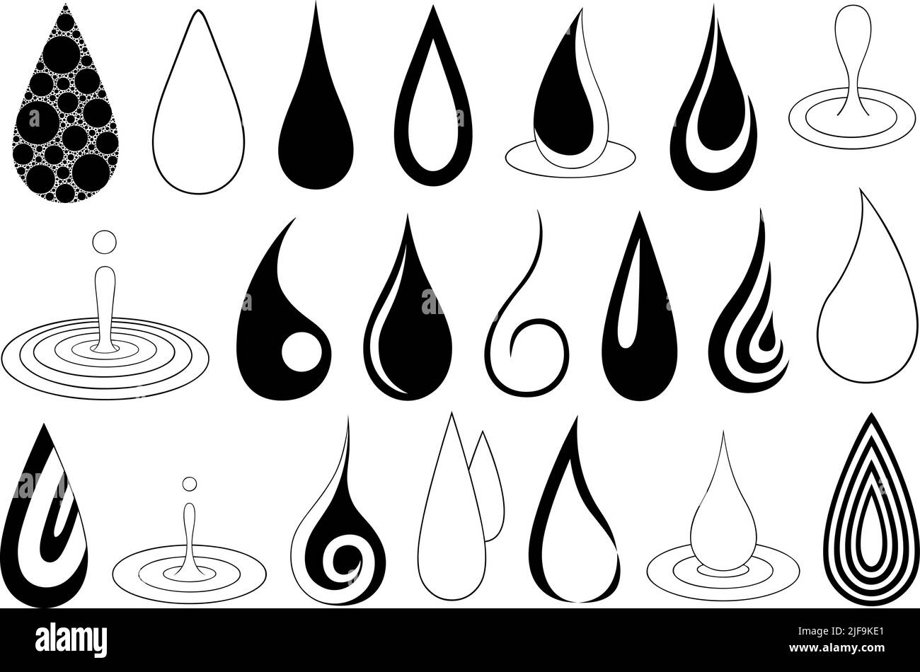 Collection of different liquid drops isolated on white Stock Vector ...