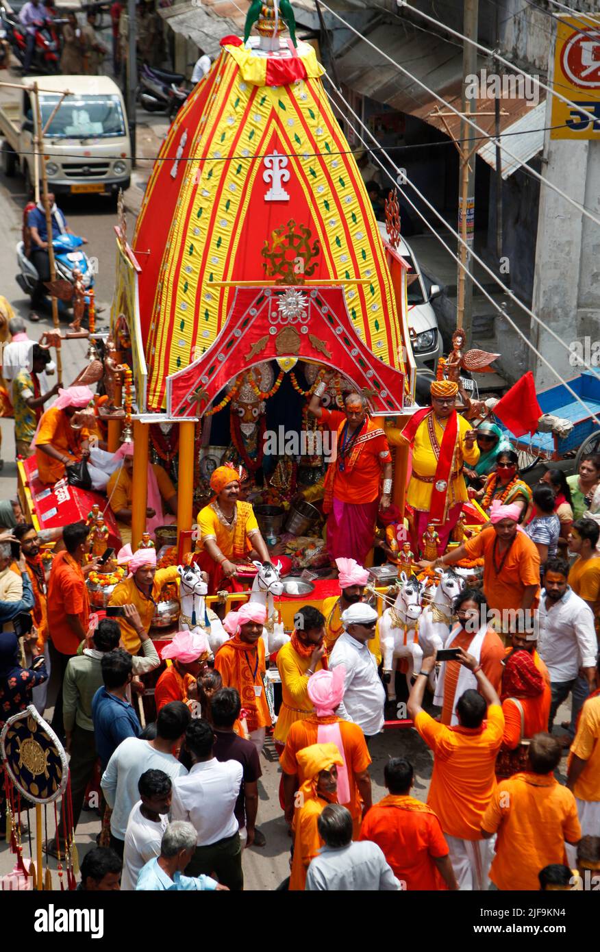 Prayagraj, India. 01st July, 2022. Devotees take part in a religious ...