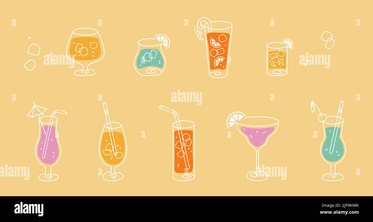 Fun doodle cocktails, cute comic style, great for menus, banners ...