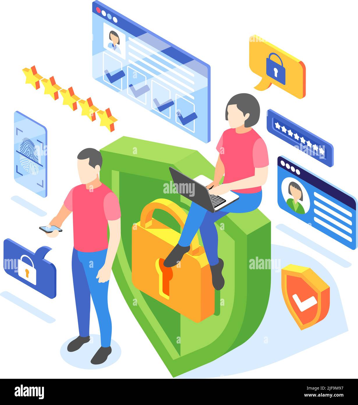 Personal data protection gdpr isometric composition with shield and ...