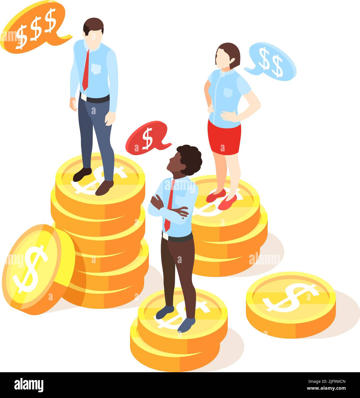 Discrimination isometric composition with human characters standing on ...