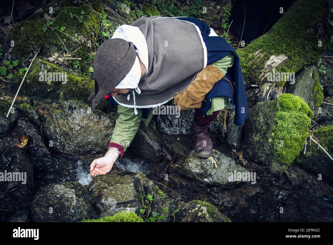 Customs and traditions in 13th century Italy. Pilgrims Stock Photo - Alamy