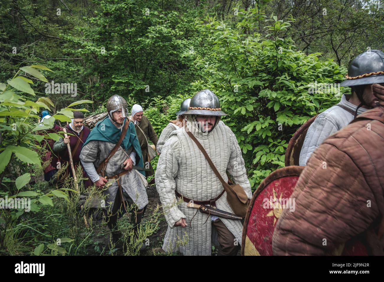 Customs and traditions in 13th century Italy. Pilgrims Stock Photo - Alamy