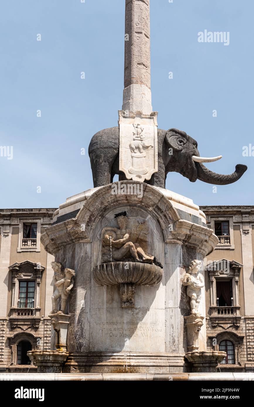 Vaccarini's famous Elephant Fountain (1730) in the centre of Catania ...