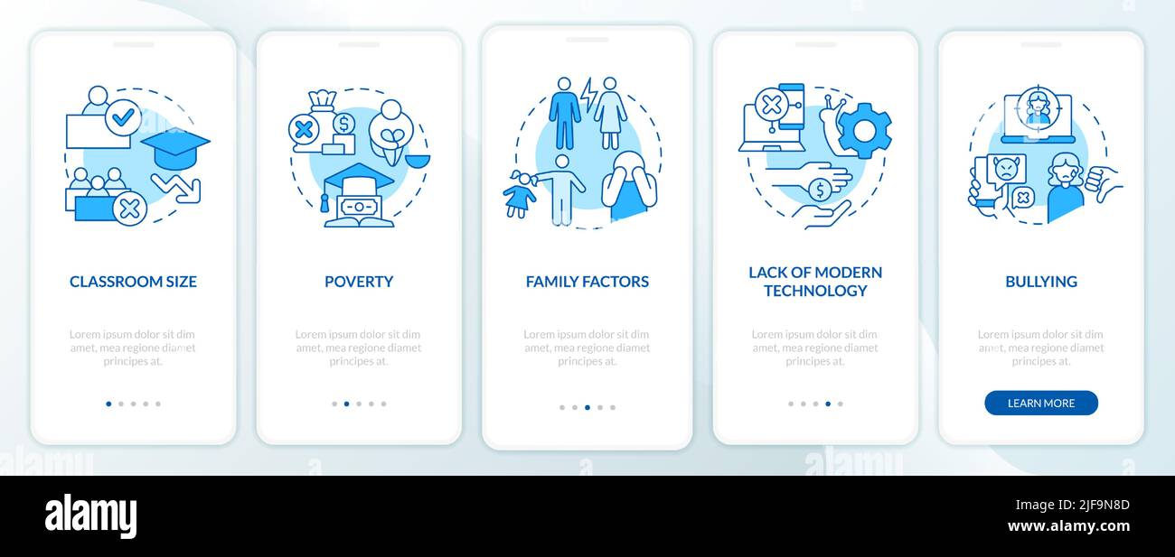 Public schools challenges blue onboarding mobile app screen Stock ... Public schools challenges blue onboarding mobile app screen Stock ...