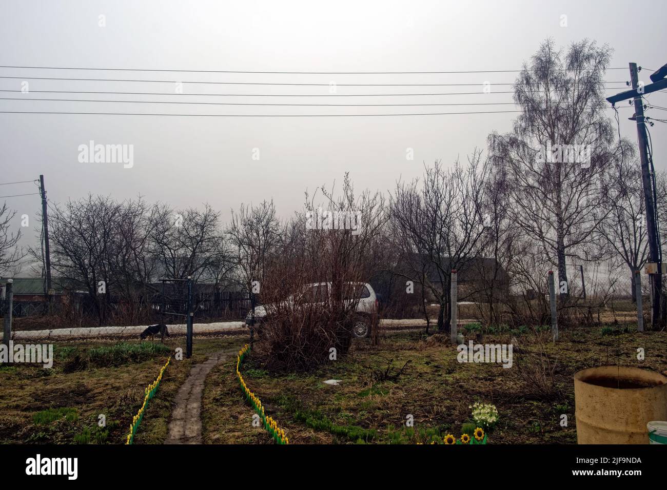old wooden house in the garden, in spring Stock Photo - Alamy